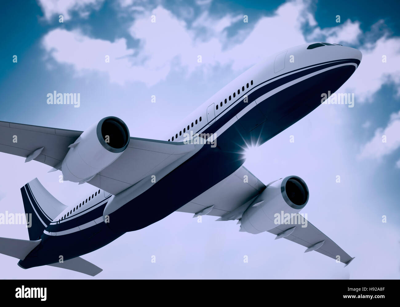 Airplane Skyline Horizon Flight Cloud Concept Stock Photo - Alamy