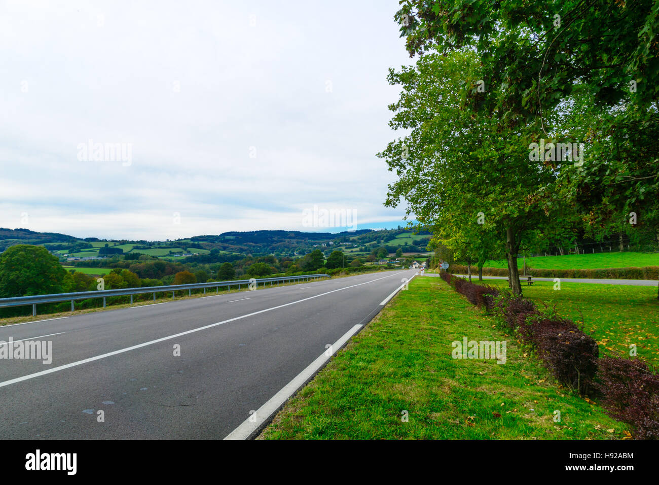 Road and countryside in the Morvan Mountains, in Burgundy, France Stock ...
