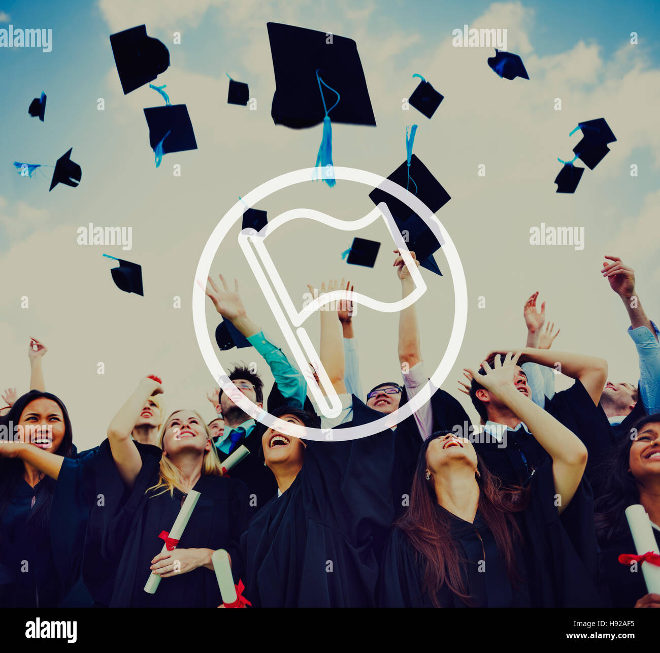 Flag Waving Navigation Location Travel Direction Destination Concept ...