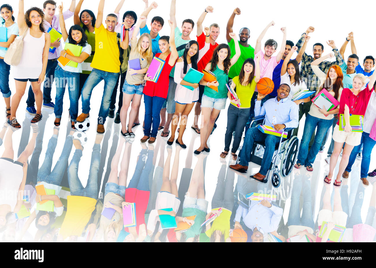 Diverse High School Students Arms Raised Concept Stock Photo - Alamy