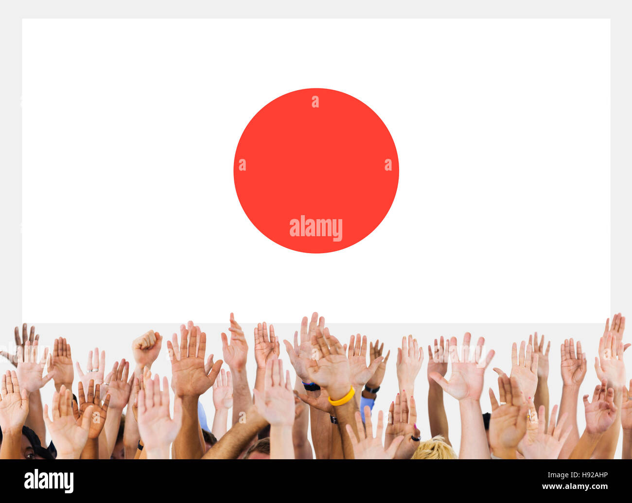 Japanese crowd flag hi-res stock photography and images - Alamy