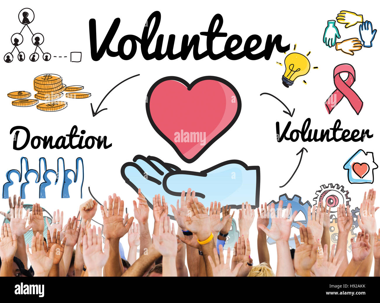 Volunteer Donation Welfare Helping Hand Concept Stock Photo - Alamy