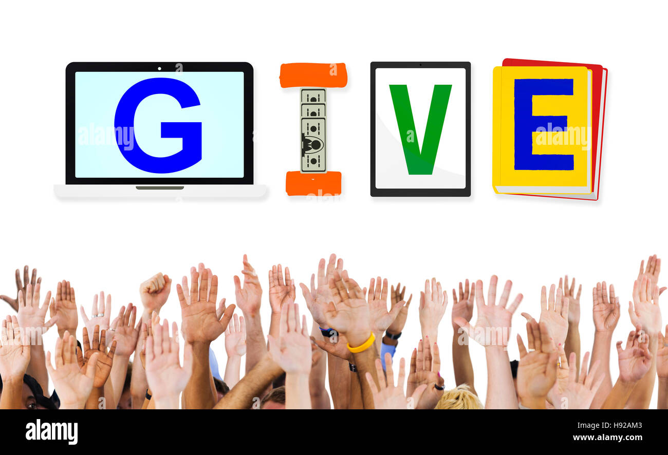Give Donations Aid Charity Design Word Concept Stock Photo - Alamy
