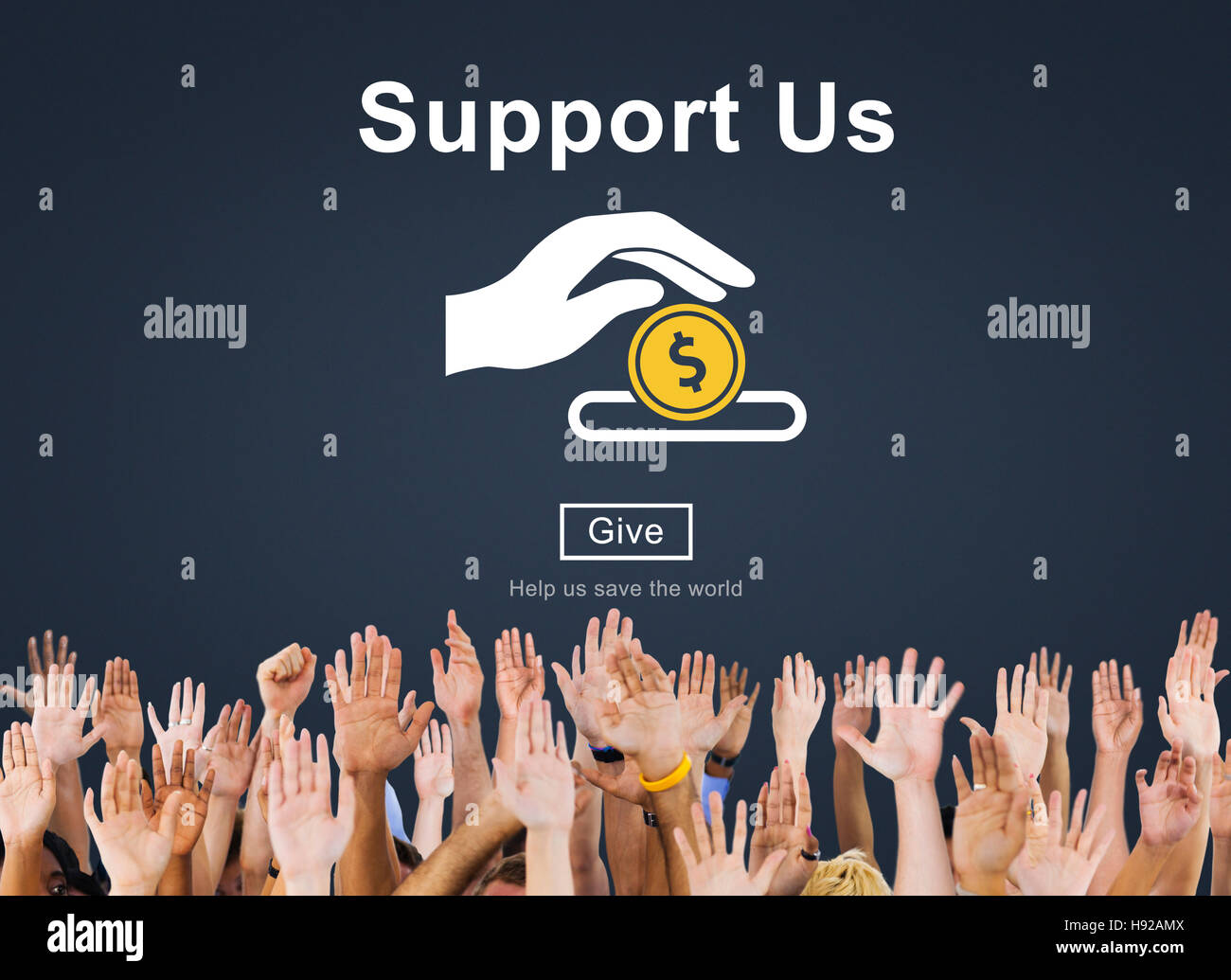 Support us Money Volunteer Donations Concept Stock Photo - Alamy