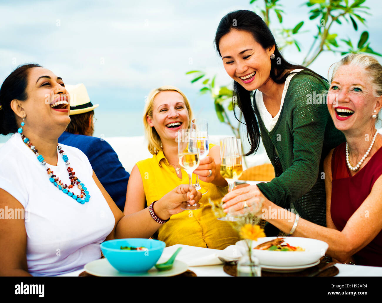 Diversity Friends Hanging out Party Dining COncept Stock Photo - Alamy