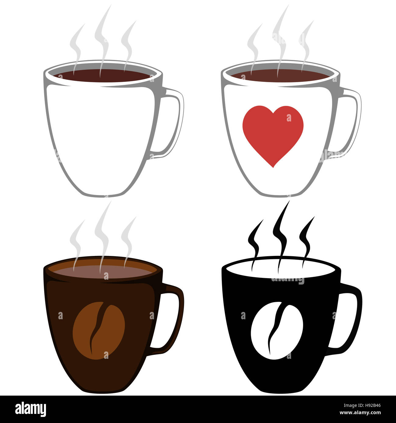 Set of coffee mug illustrations Stock Photo - Alamy