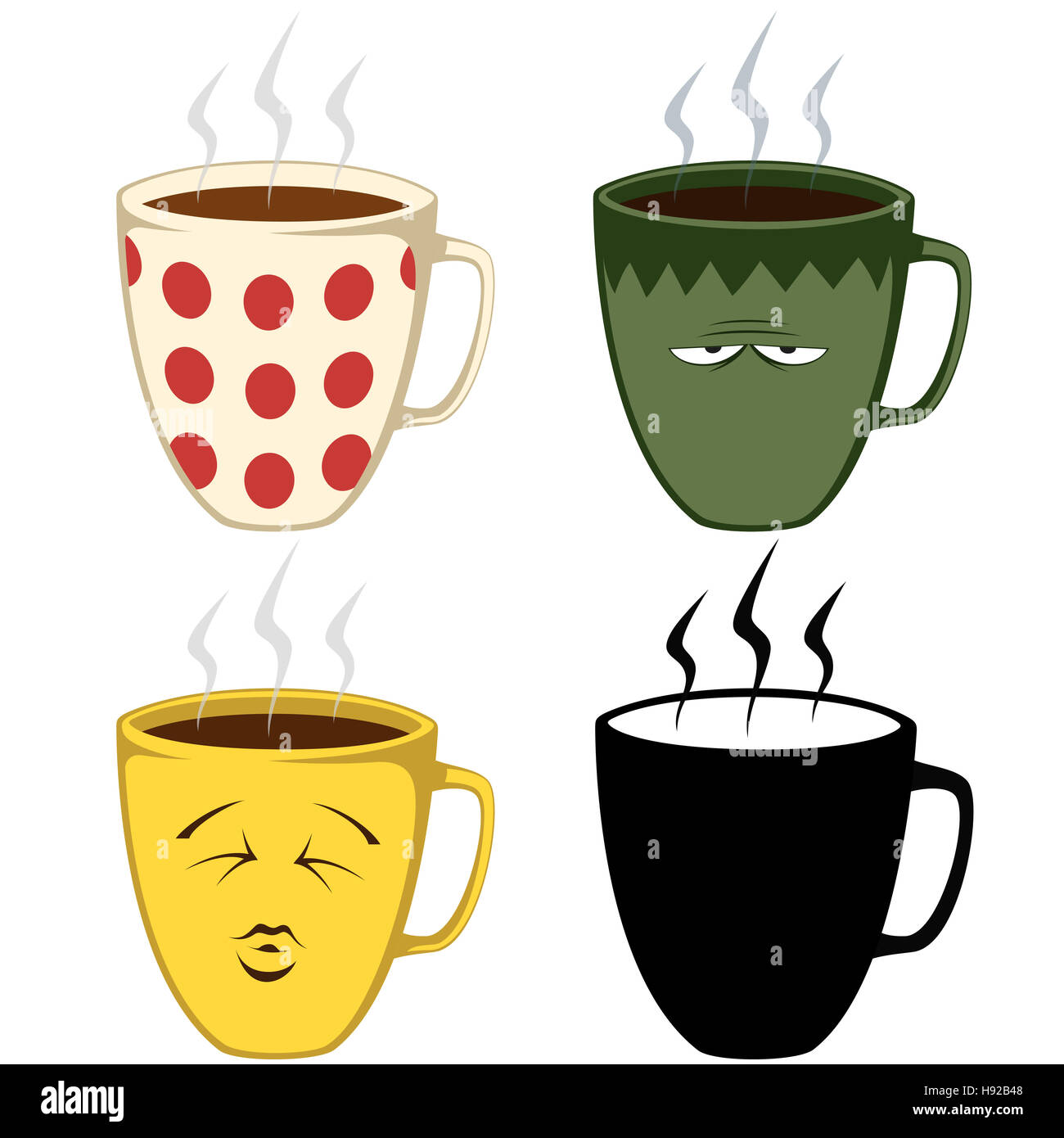Set of coffee mug illustrations Stock Photo - Alamy