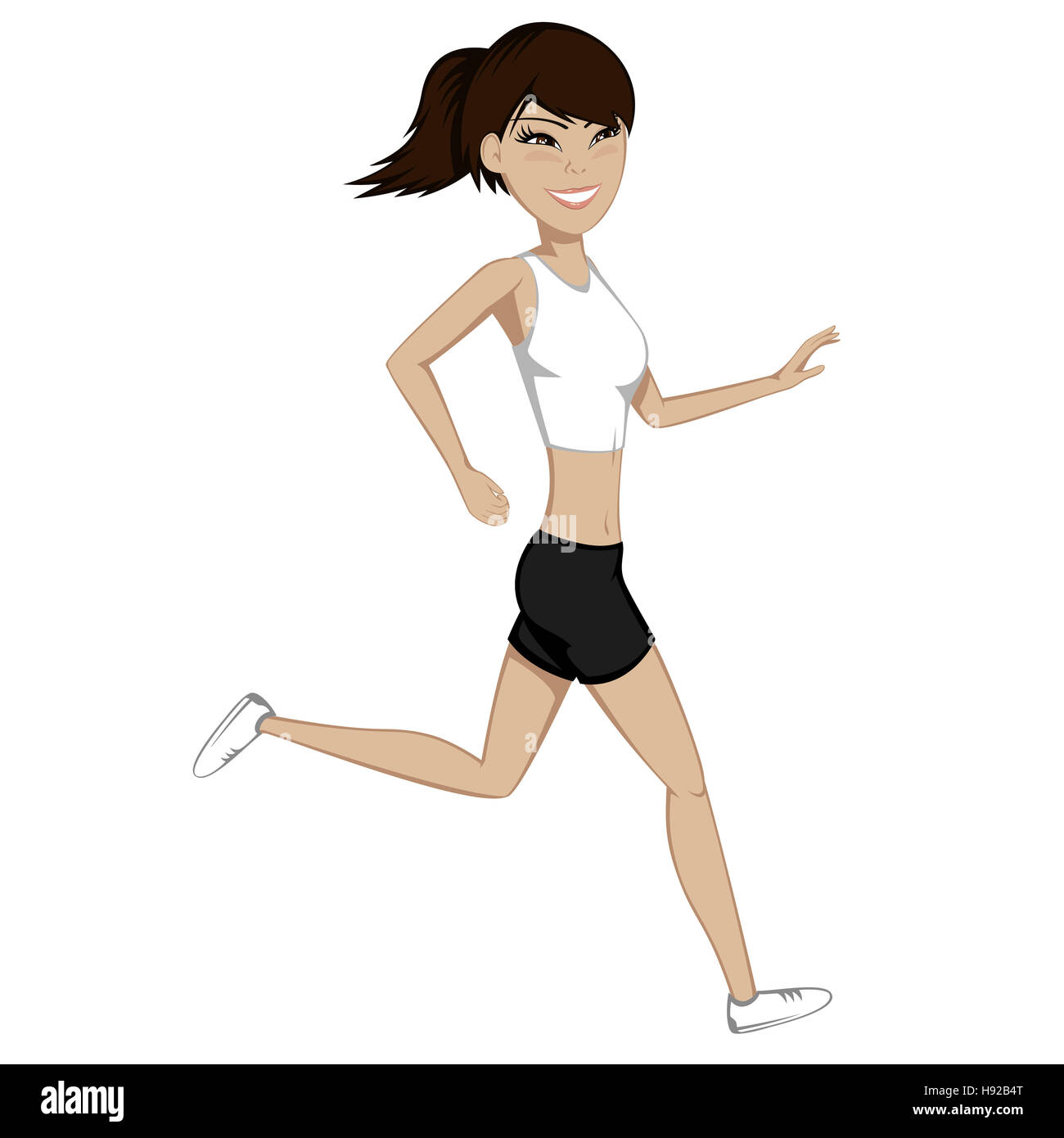 A pretty girl is running and smiling Stock Photo - Alamy