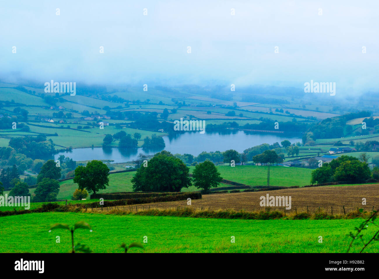 View of Lac (lake) de Panneciere in the Morvan Mountains, in Burgundy ...