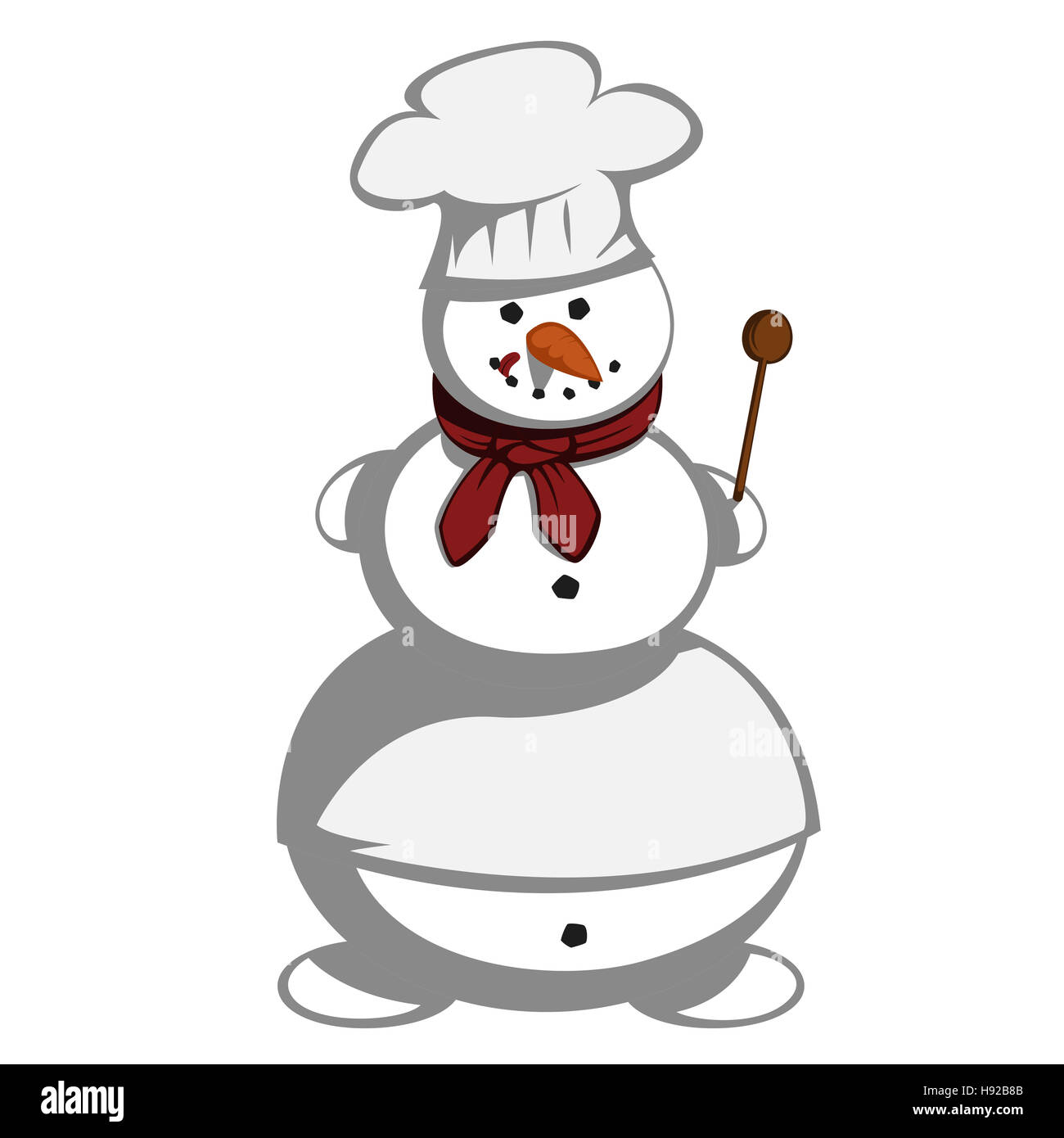 Snowman is a master chef (with a kitchen spoon an apron and a chef hat ...