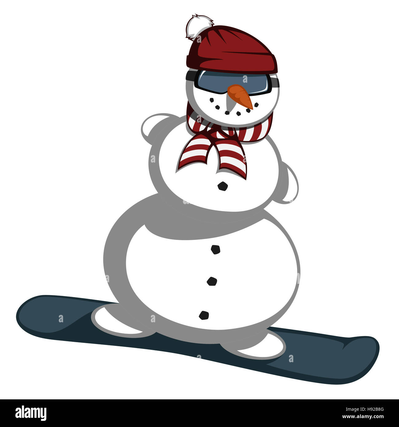 Mr. Snowman is sliding on snowboard Stock Photo - Alamy
