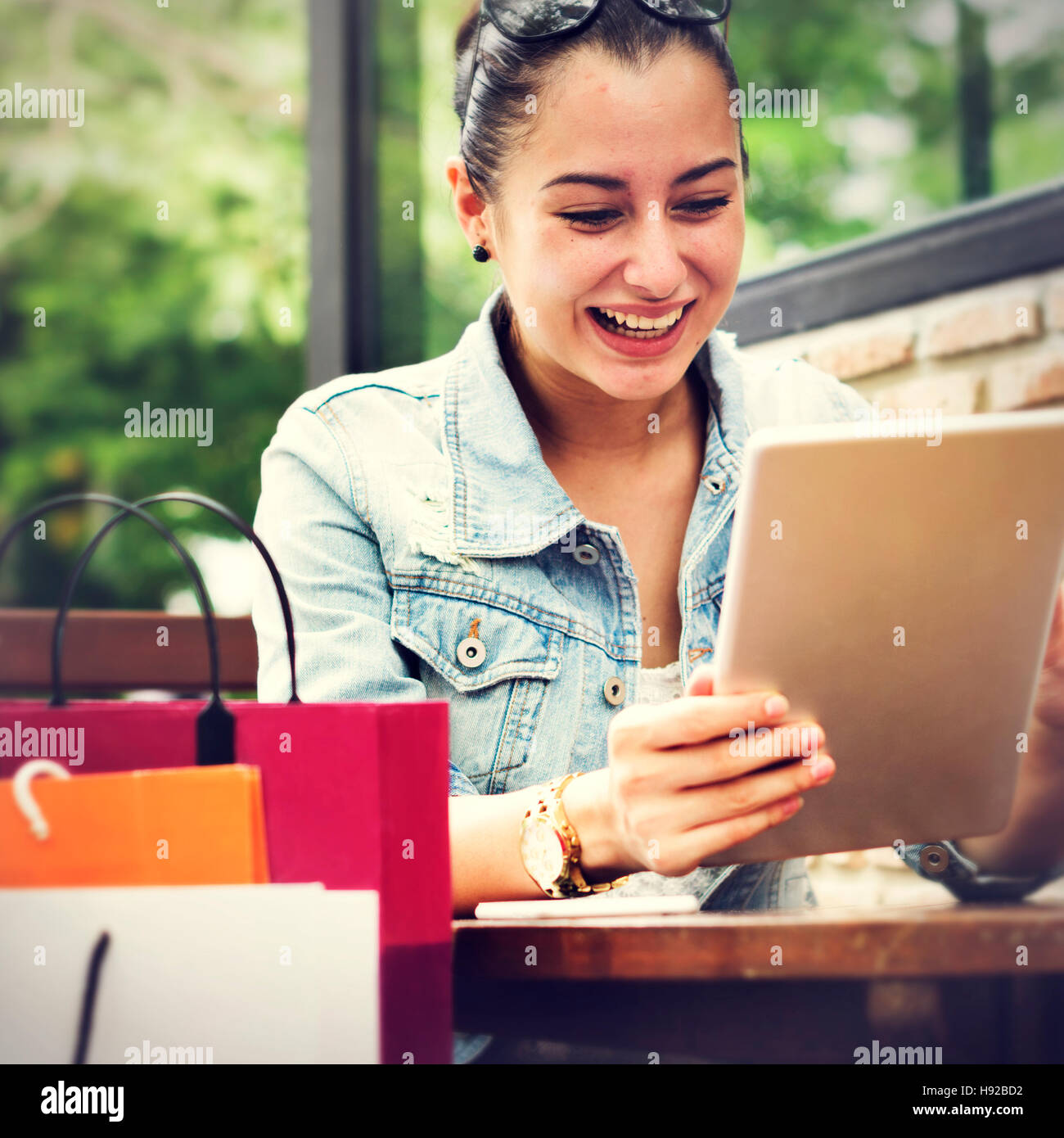 Woman Women Girl Shopping Mobility Business Bags Concept Stock Photo ...