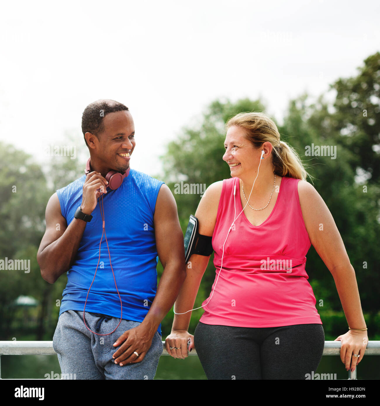 Couple Exercise Wearing Happiness Healthy Concept Stock Photo - Alamy