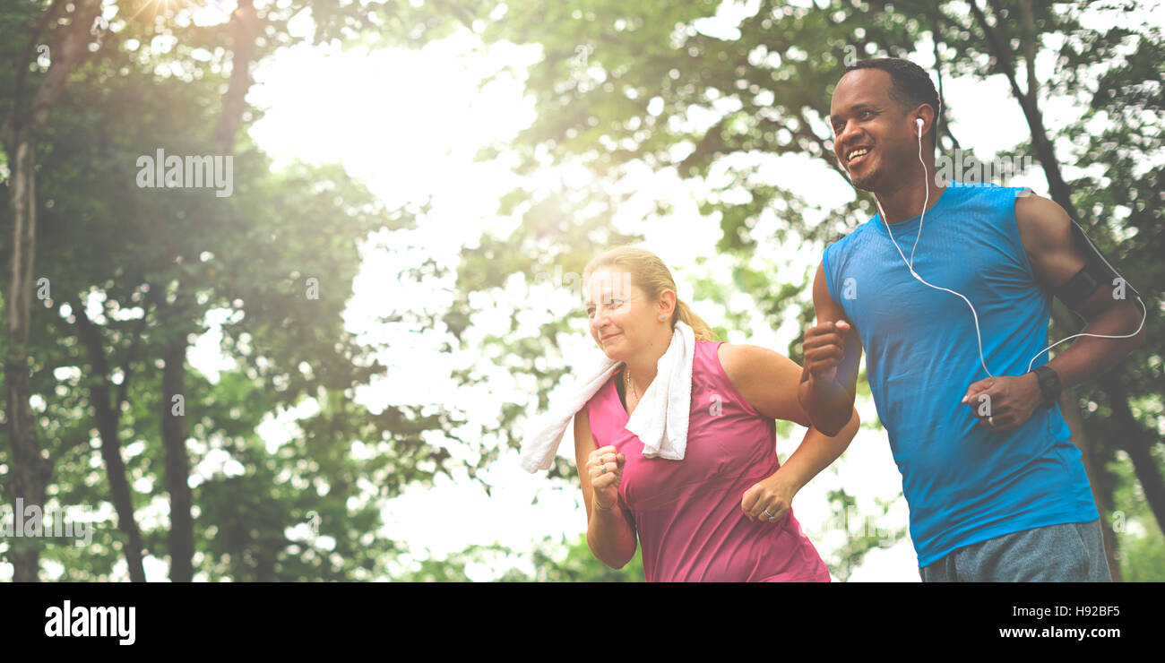 Couple Exercise Wearing Happiness Healthy Concept Stock Photo - Alamy