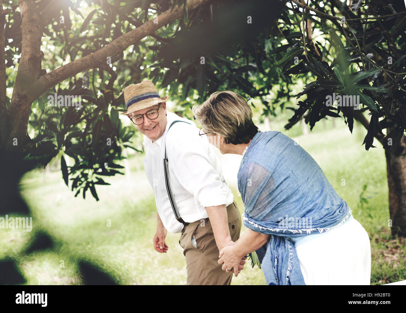 Senior Adult Couple Love Romance Nature Park Concept Stock Photo - Alamy
