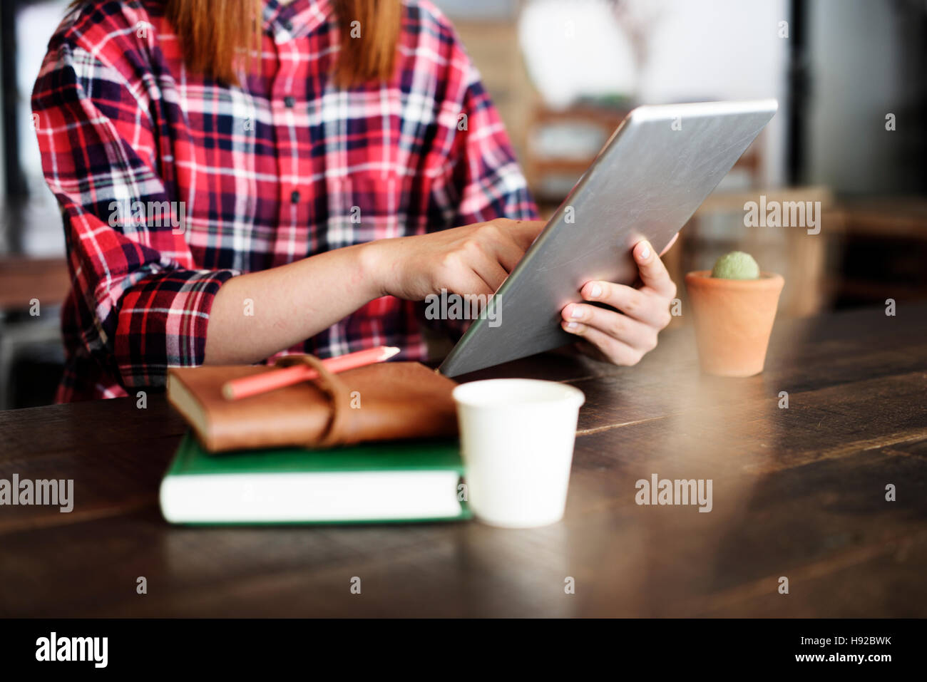 Girl Browsing Tablet Internet Concept Stock Photo - Alamy