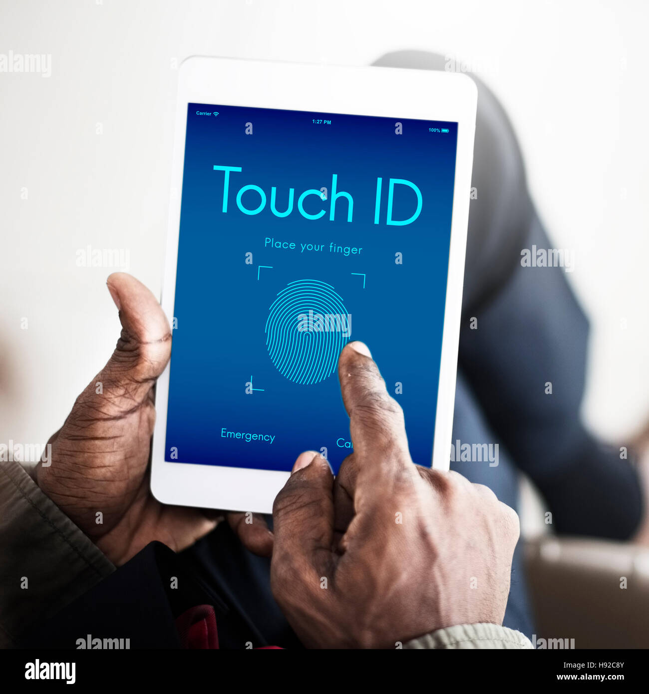 Touchscreen Lock Finger Scanner Concept Stock Photo - Alamy