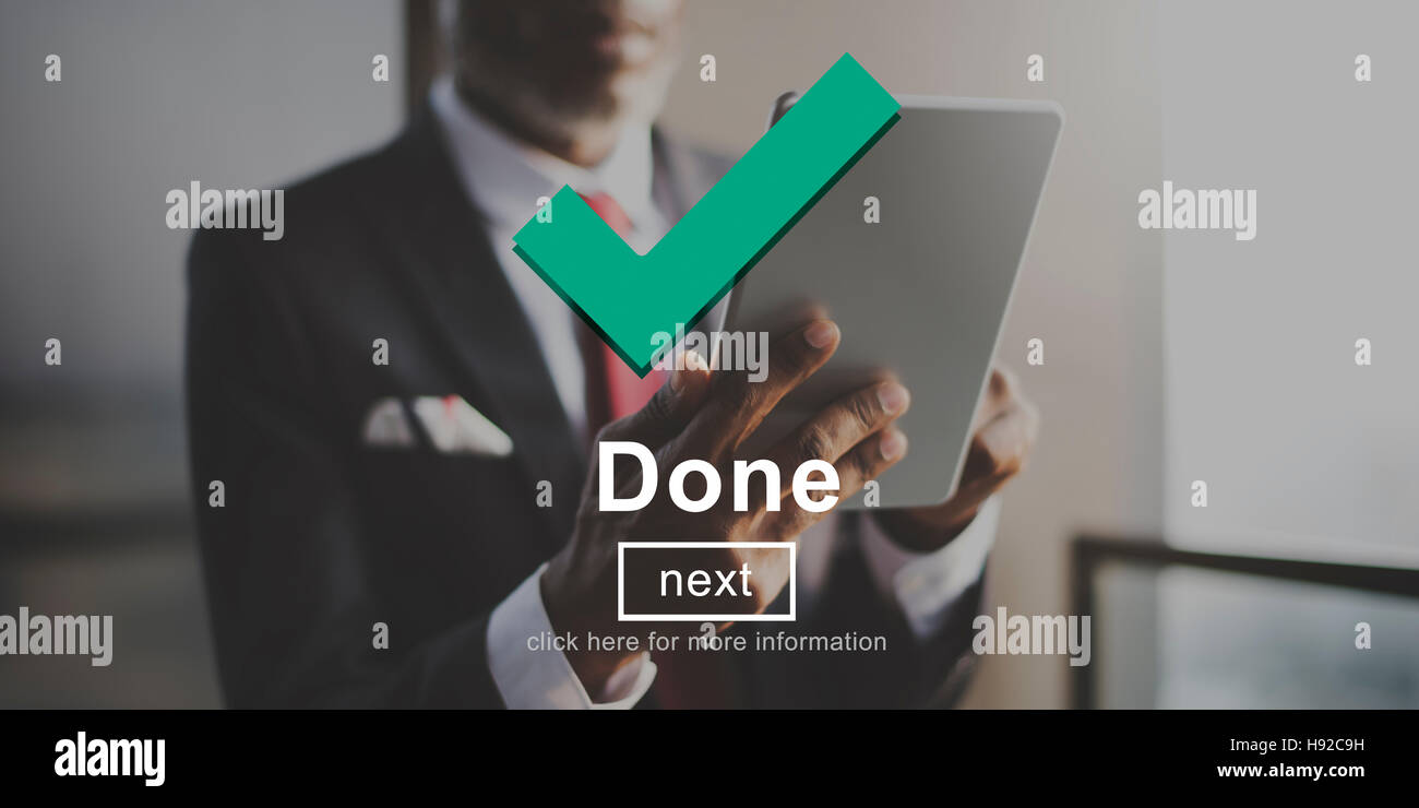 Done Achievement Finished Goal Positive Ready Concept Stock Photo - Alamy