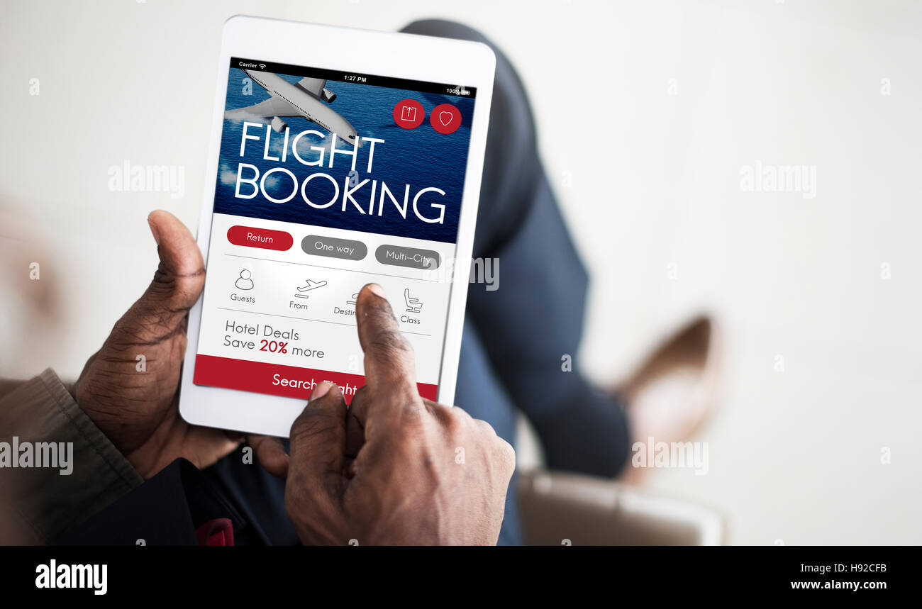 Air Ticket Flight Booking Concept Stock Photo - Alamy