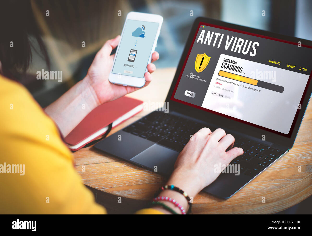 Antivirus Alert Firewall Hacker Protection Safety Concept Stock Photo ...