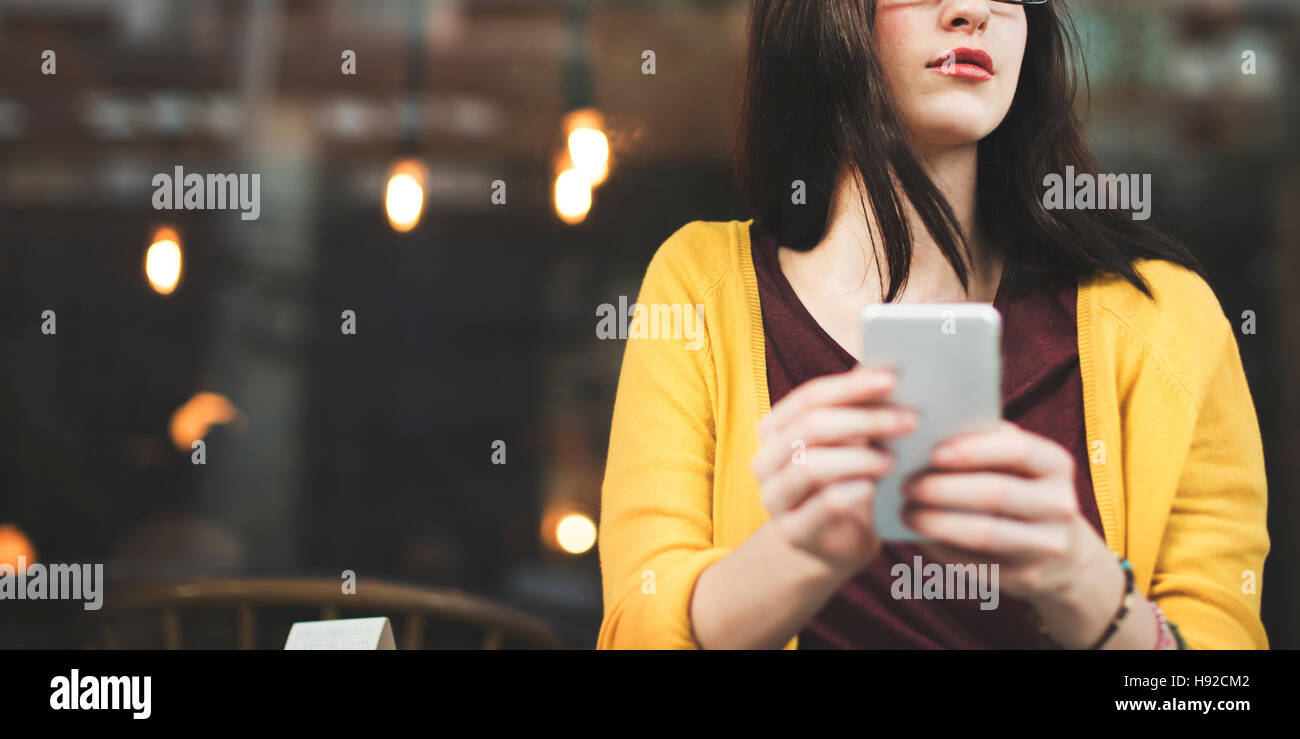 Woman Using Mobile Phone Communication Concept Stock Photo - Alamy