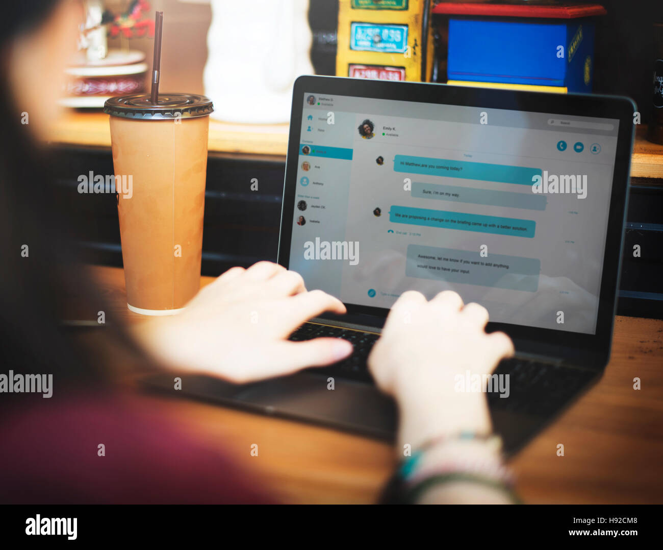 Woman Chatting Communication Conversation Concept Stock Photo - Alamy