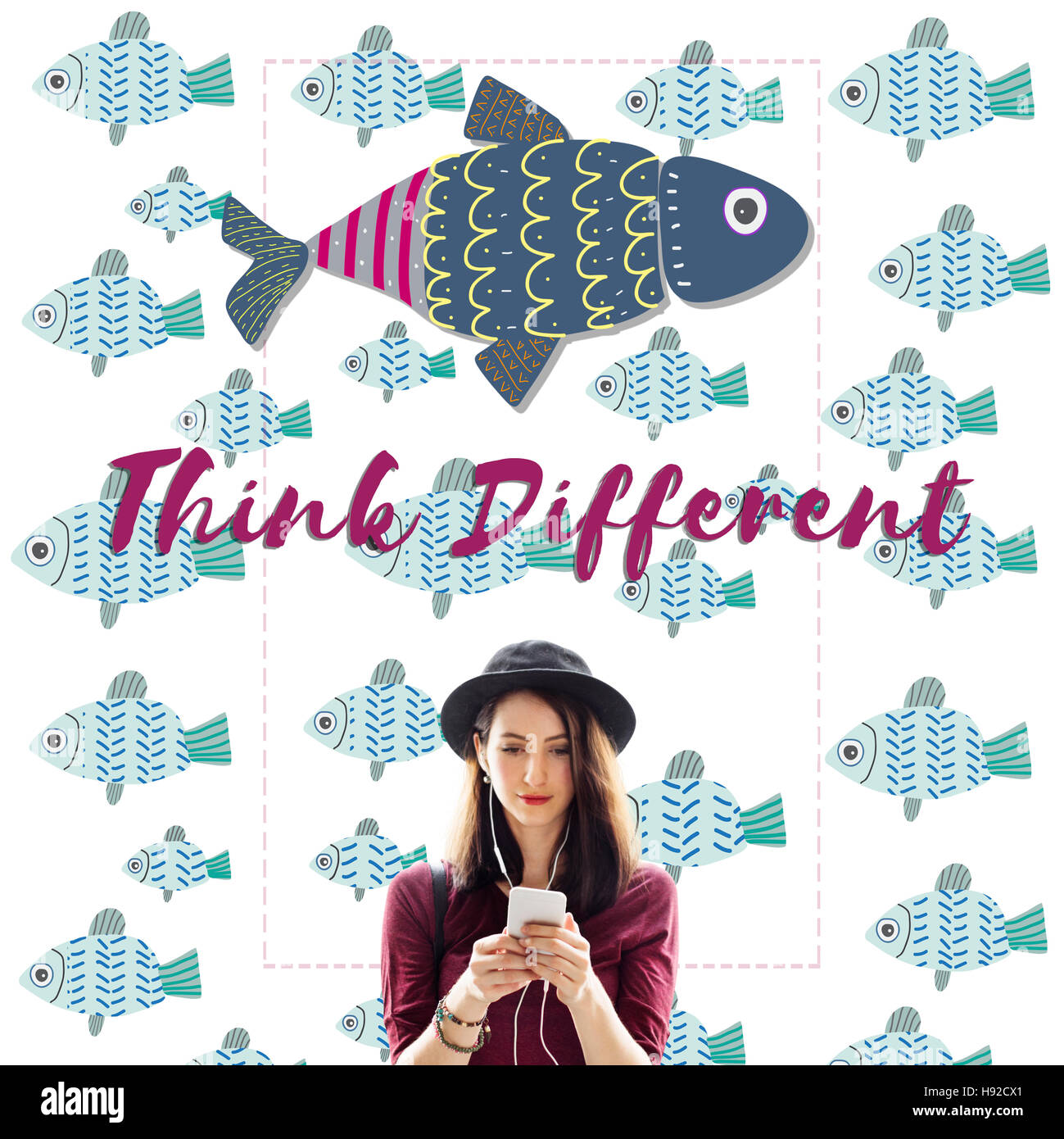 Individuality Unique Different Fish Graphic Concept Stock Photo - Alamy