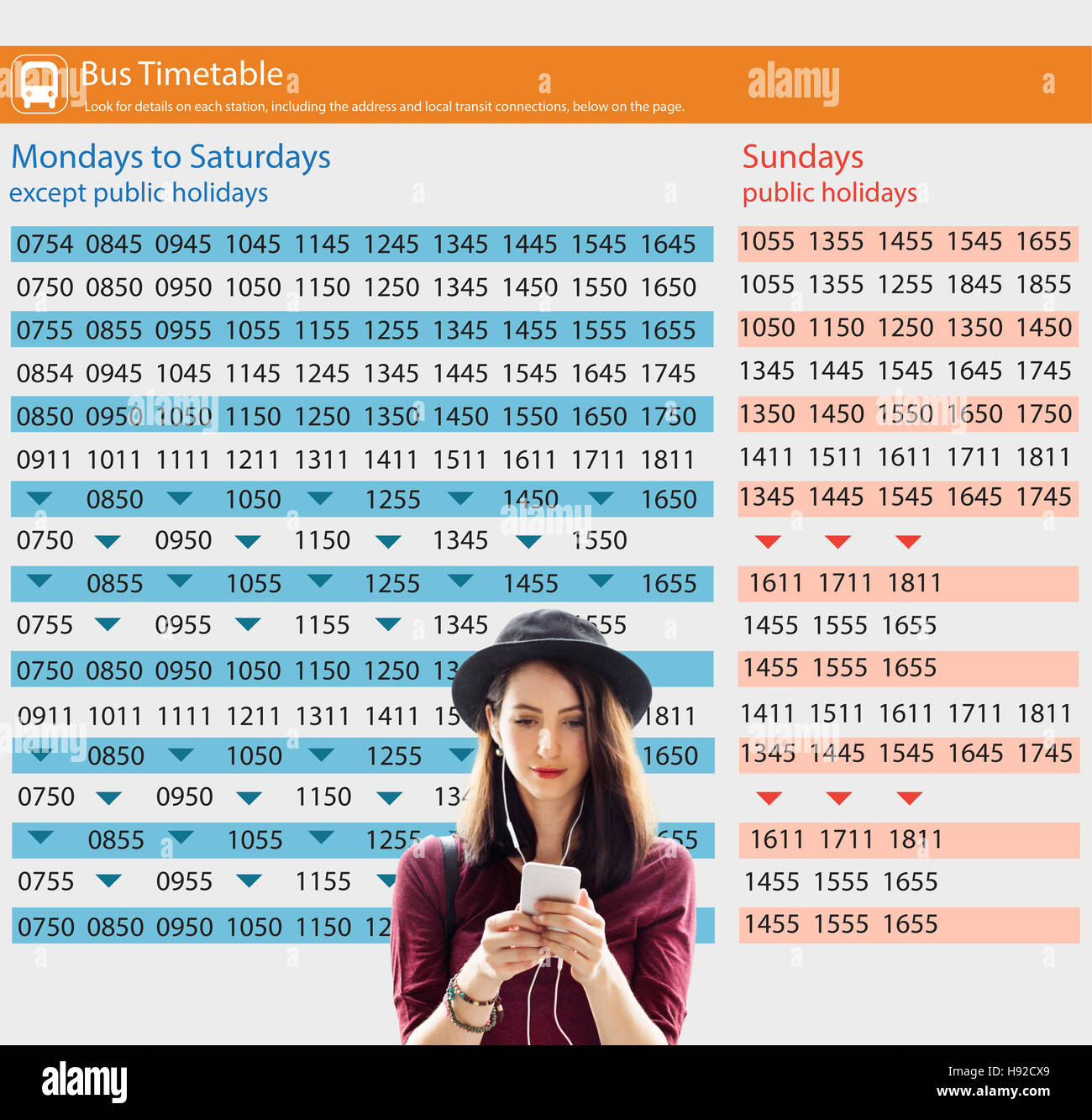 Public Transport Transportation Bus Schedule Concept Stock Photo - Alamy