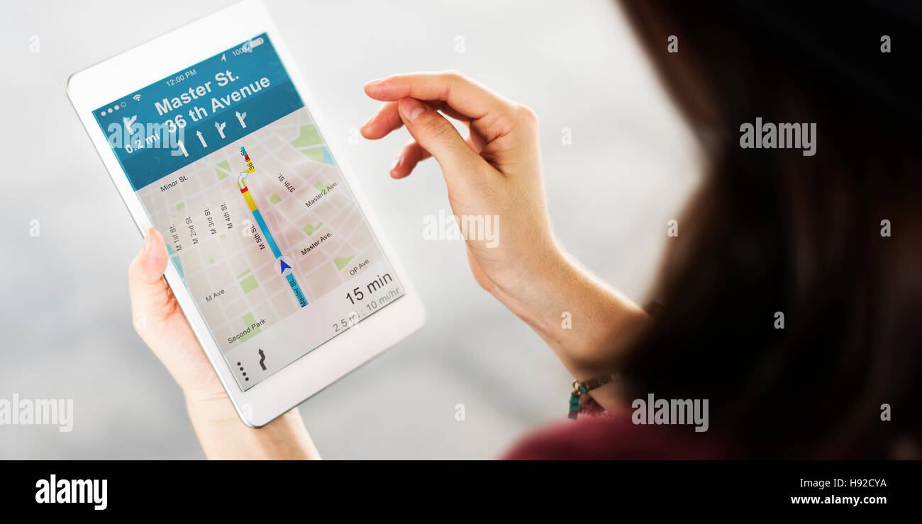 Connection Map Navigation Direction Concept Stock Photo - Alamy