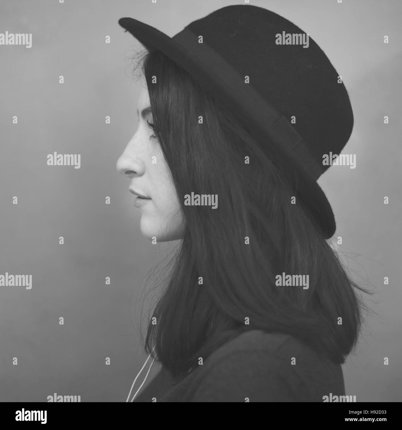 Lady profile Black and White Stock Photos & Images - Alamy