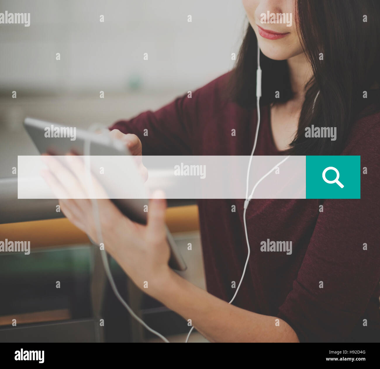 Woman Connecting Tablet Networking Concept Stock Photo - Alamy