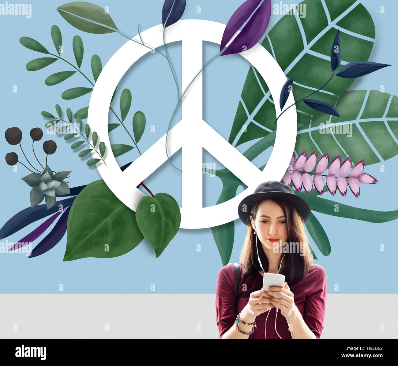 Retro peace sign hippie hi-res stock photography and images - Alamy
