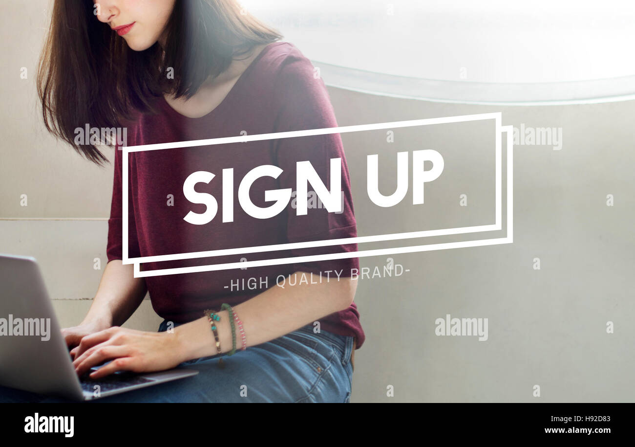 Sign Up Registration Membership Joining Concept Stock Photo - Alamy
