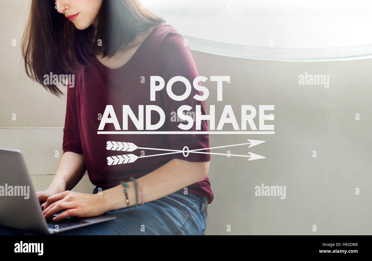 Post and Share Social Networking Technology Concept Stock Photo - Alamy