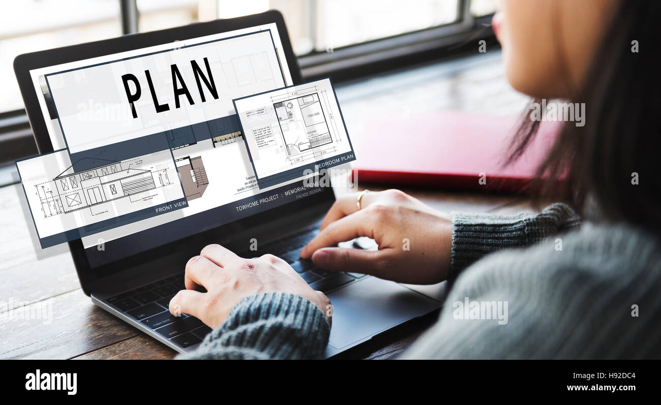 Plan Planning Architecture Blueprint Drawing Concept Stock Photo - Alamy