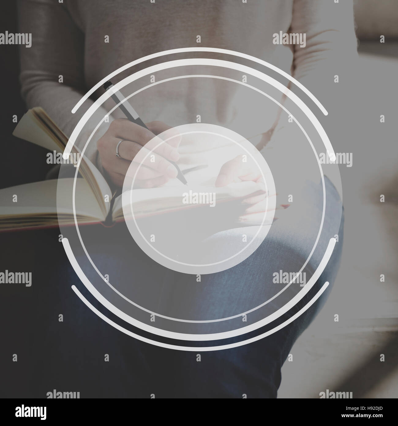 People Writing Ideas Lens Graphic Concept Stock Photo - Alamy