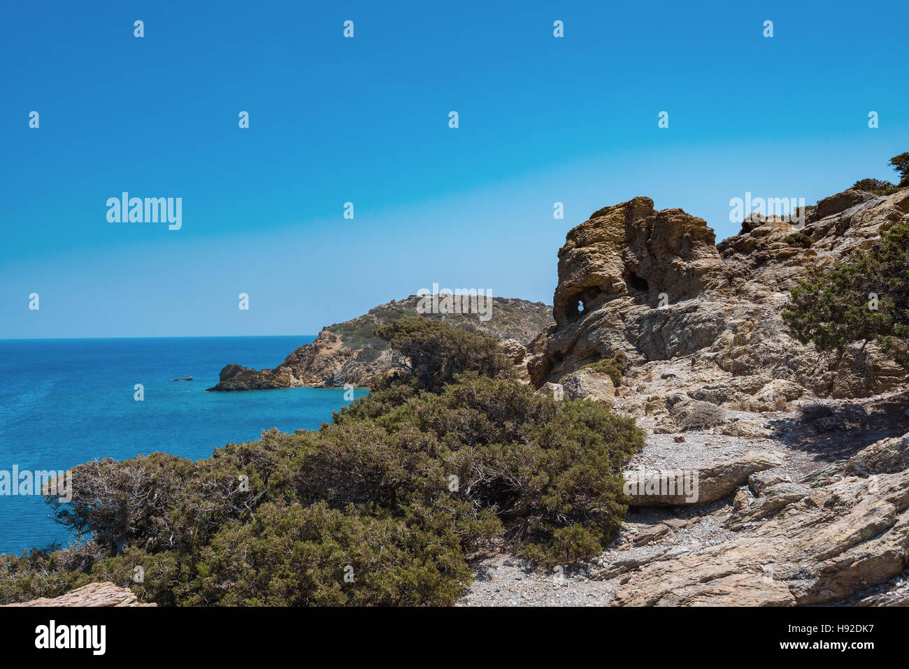 Rocky coastline of Crete island with huge dolomite rocks, Greece Stock ...