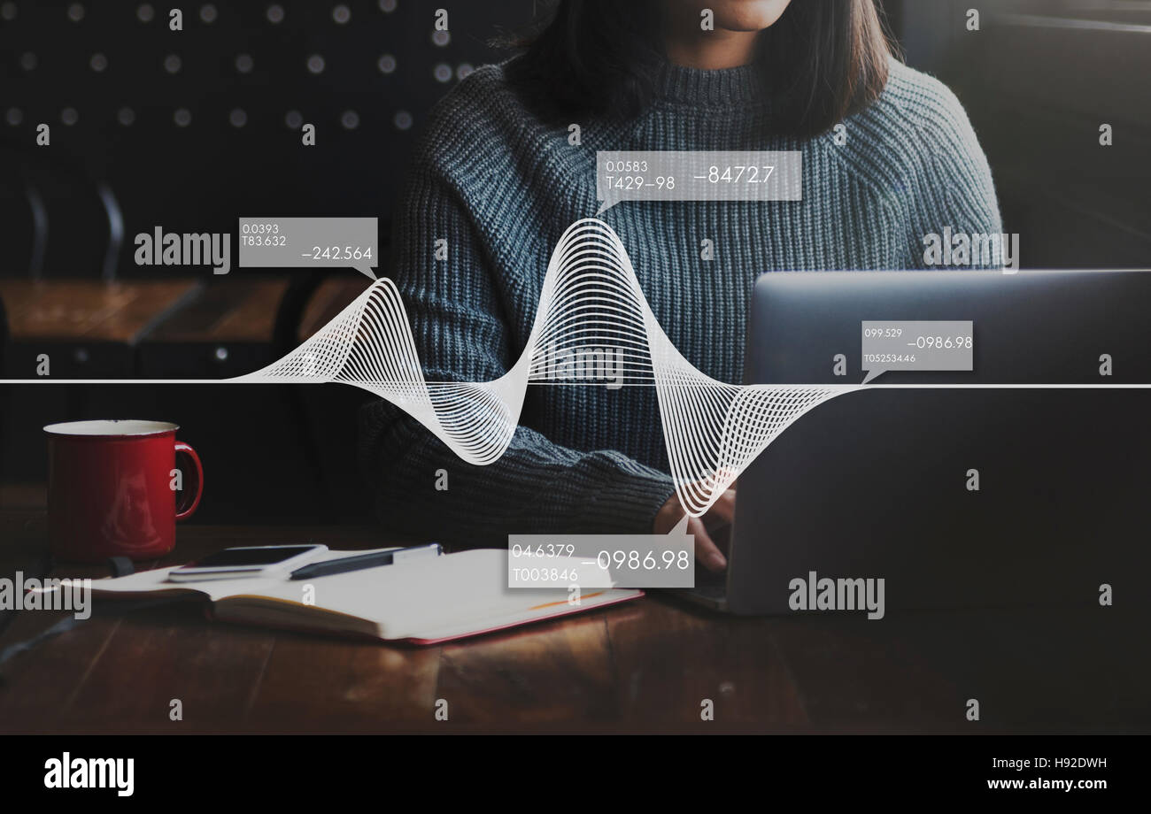 Woman Using Technology Graphic Interface Concept Stock Photo - Alamy