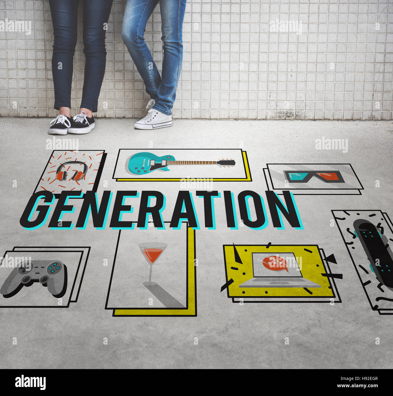 Generation Entertainment Free Time Youth Concept Stock Photo - Alamy