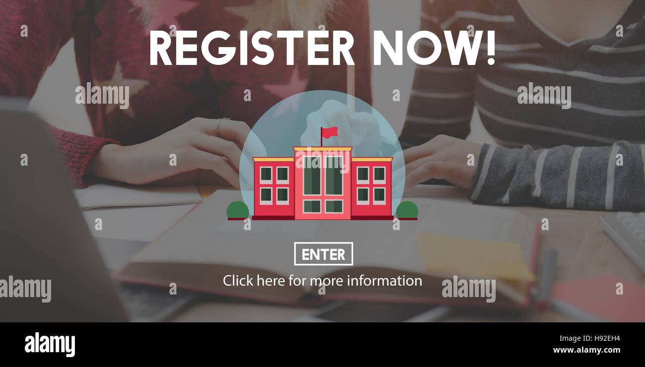 Register Now Education Degree Study Concept Stock Photo - Alamy