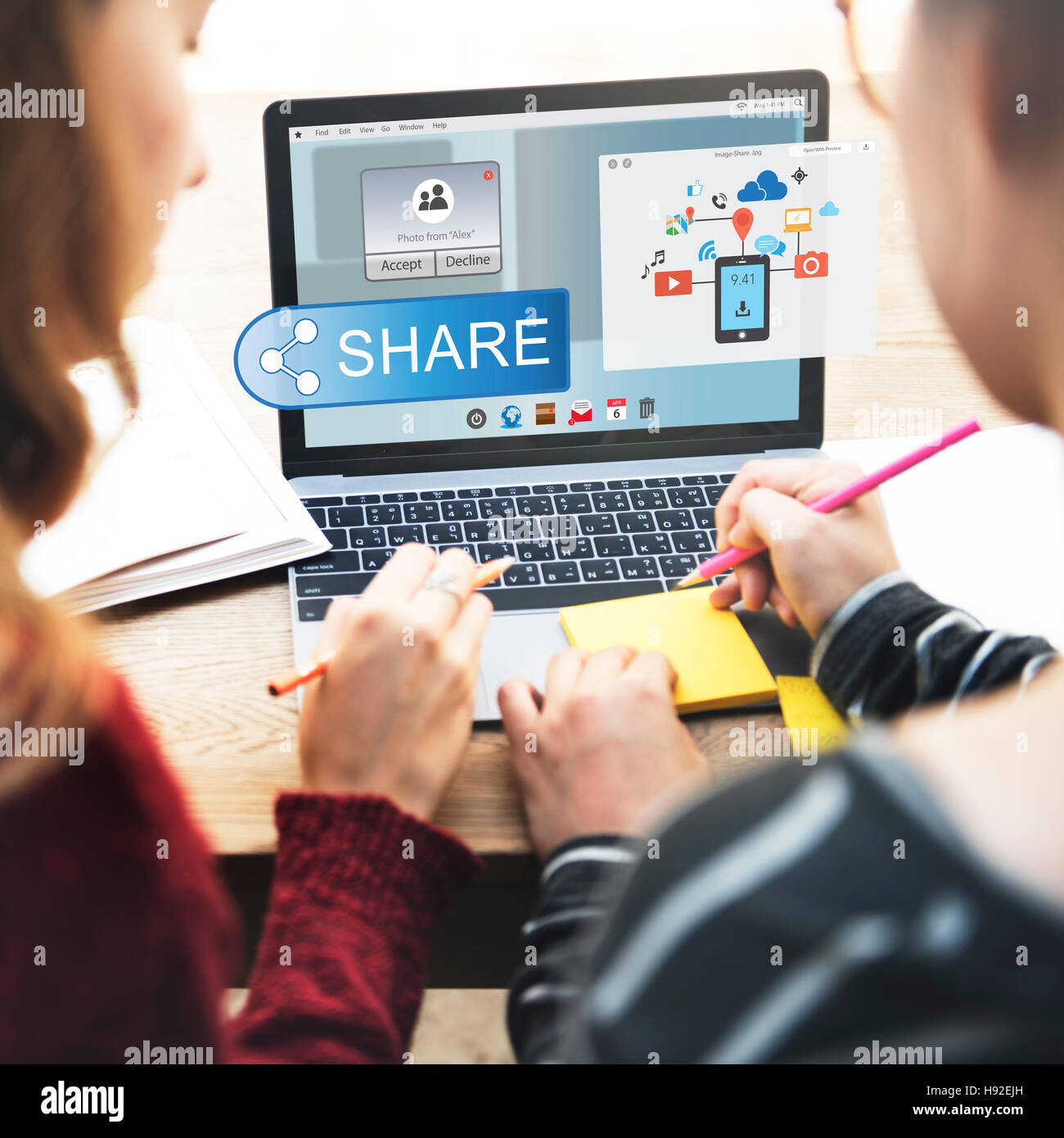 Share Connect Communicate Transfer Cloud Concept Stock Photo - Alamy
