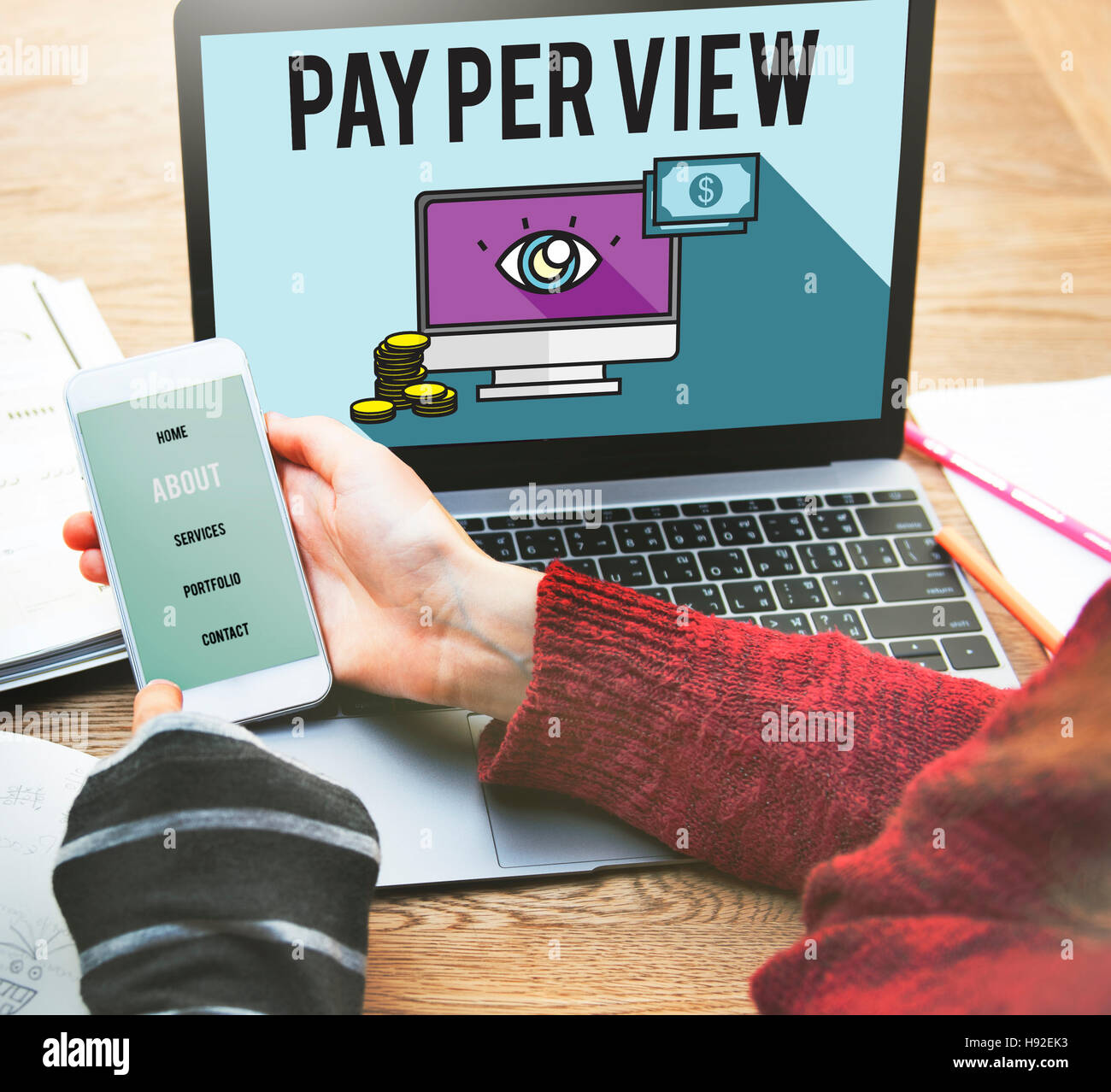 Pay Per View Online Marketing Concept Stock Photo - Alamy