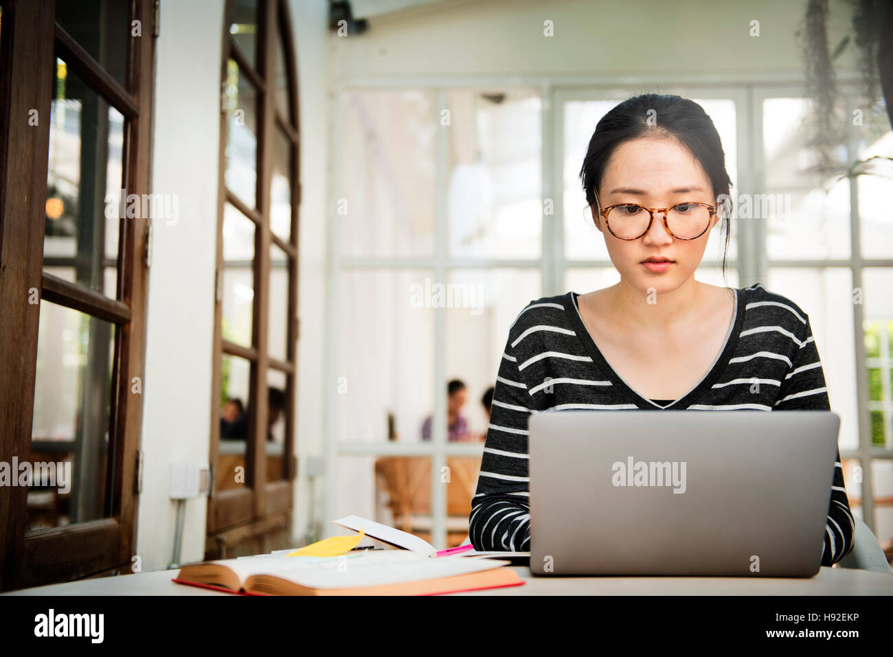 Woman Laptop Searching Research Connection Technology Concept Stock Photo - Alamy