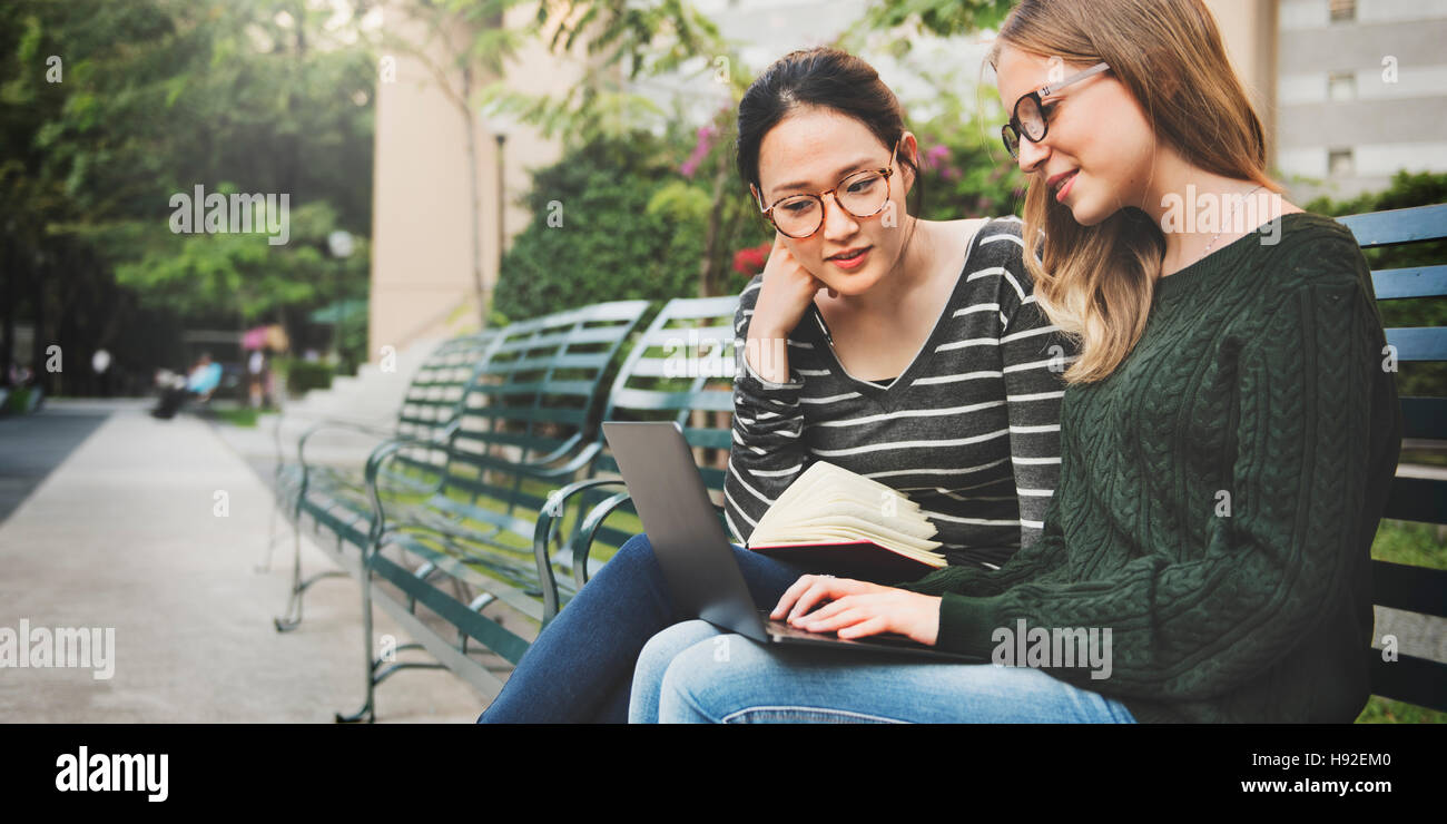 Women Friendship Studying Brainstorming Technology Concept Stock Photo ...