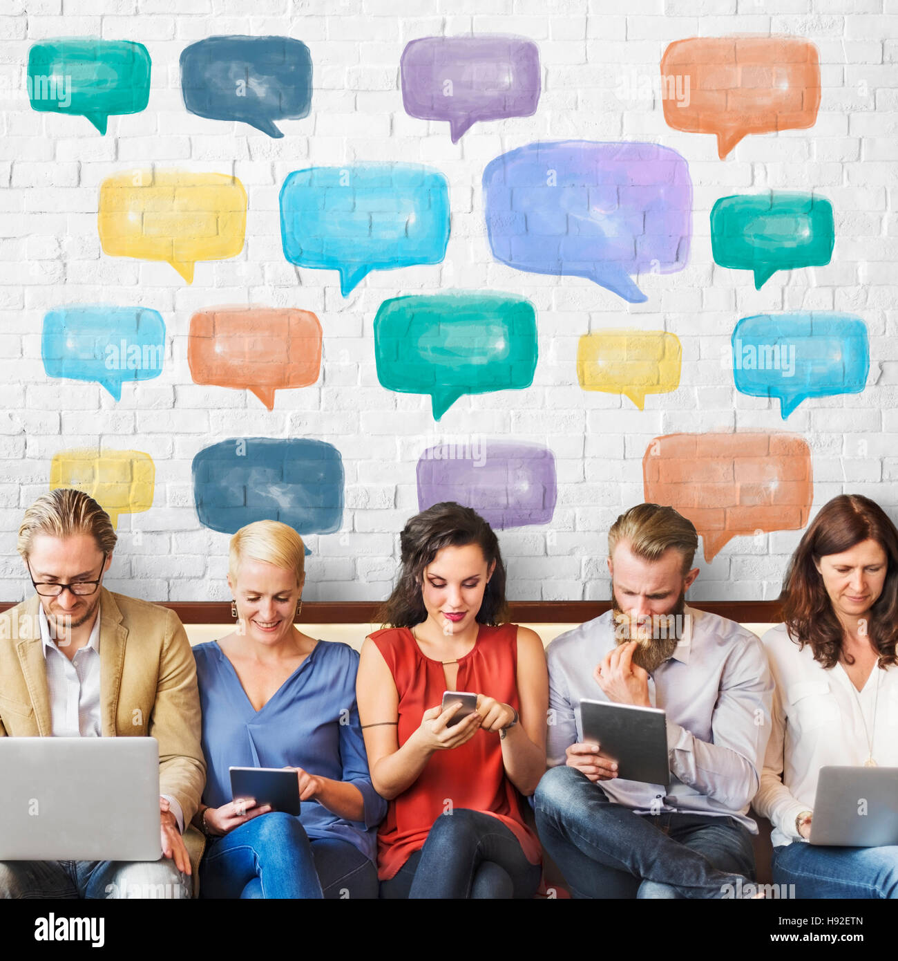 Communication Talking Icon Speech Bubble Concept Stock Photo - Alamy
