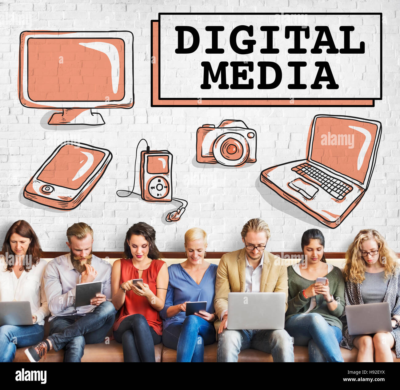 Digital Media Social Network Icons Concept Stock Photo - Alamy
