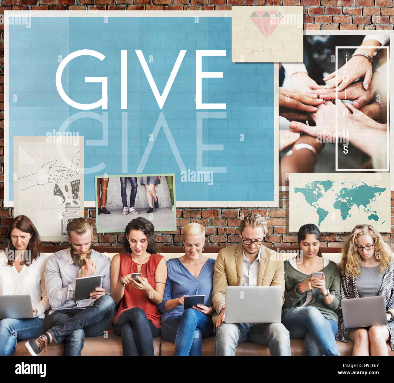 Team Teamwork Help Share Contribute Concept Stock Photo - Alamy