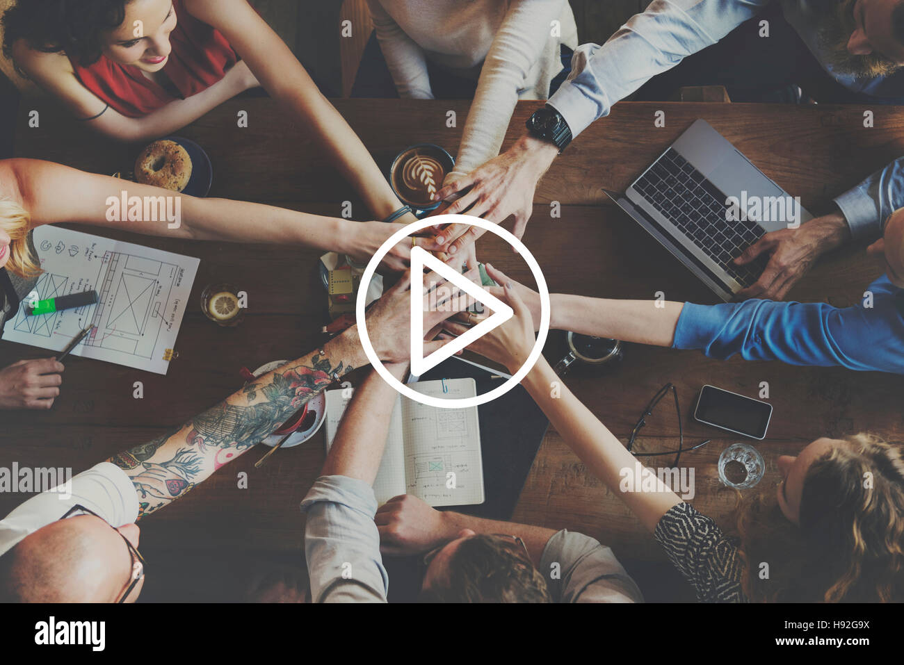 Play Button Icon Multimedia Start Beginning Playing Concept Stock Photo ...