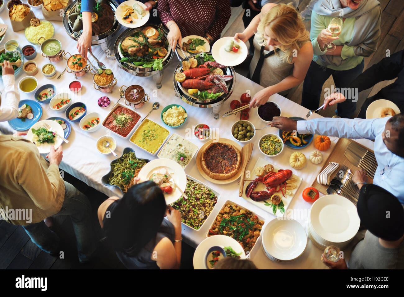 Meal Food Party Celebrate Cafe Restaurant Event Concept Stock Photo - Alamy