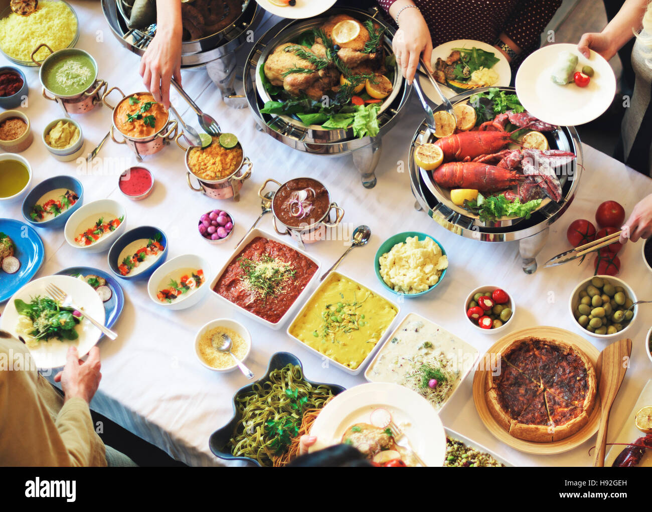 Meal Food Party Celebrate Cafe Restaurant Event Concept Stock Photo - Alamy